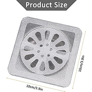 Floor Drain Sticker, 100PCS Disposable Shower Drain Cover Hair Catcher Mesh Stickers, 4"x4" Square Shower Floor Drain Cover, Drain Mesh Strainer for Kitchen, Sink, Bathroom, Laundry, Bathtub