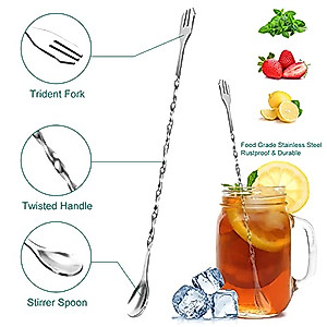 10 Inch Stainless Steel Cocktail Muddler and Mixing Spoon Professional Home Bar Tool Set