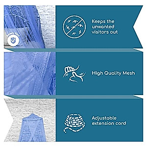 Bed Canopy for Girls and Boys - Blue Princess Baby Canopy Netting Room Decor, Ceiling Tent | Canopy for Crib | Single, Twin, Full, Queen Size Kids Bed Curtains, Fire Retardant Fabric