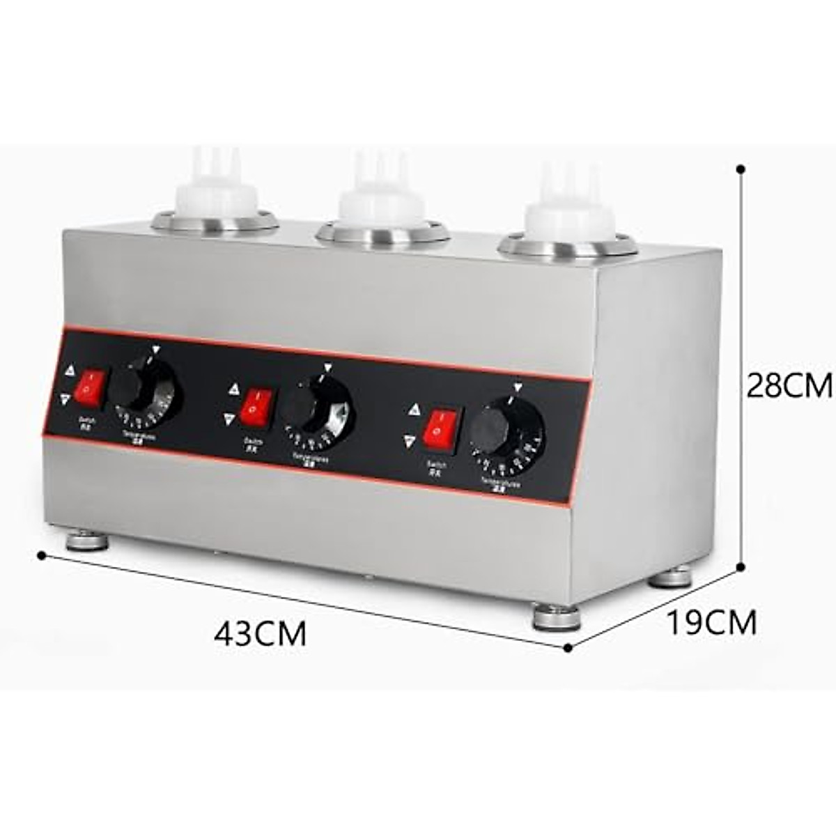 Commercial Electric Cheese Sauce Warmer, Countertop Food Sauce Warmer Multifunction Jam Heat Preservation Machine Jam Heating Pump for Hot Fudge Cheese Caramel(3 grids)