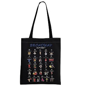 MNIGIU Broadway Musical Tote Bag Broadway Lover Gift Broadway Merchandise Musical Lover Gift (Black)
