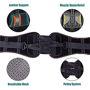 King of Kings Lower Back Brace Pain Relief with Pulley System - Lumbar Support Belt for Women and Men - Adjustable Waist Straps for Sciatica, Spinal Stenosis, Scoliosis or Herniated Disc - Large