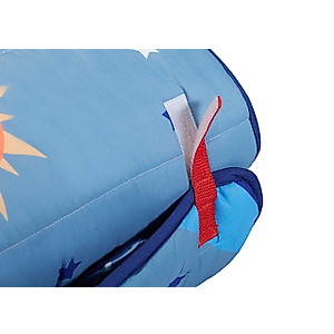 EVERYDAY KIDS Nap Mat w/Removable Pillow -Outer Space Adventures- Carry Handle with Straps Closure, Rollup Design, Soft Microfiber for Preschool, Daycare, Travel Sleeping Bag - Ages 3-6 Years