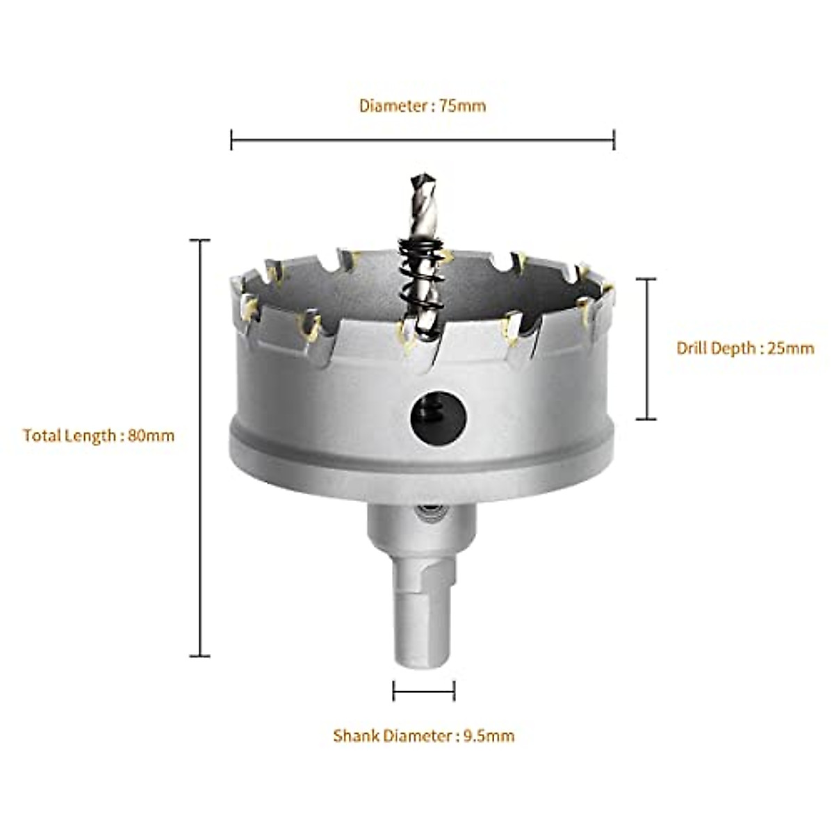 Meccion TCT Carbide Hole Saw Drill Bit 75mm 2-15/16" Heavy Duty Industrial Grade Hole Cutter for Stainless Steel, Metal, Alloy, Cast Iron, Copper