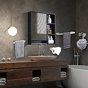 TocTen 24 Inch Bath Towel Rack + 4-Pcs Bathroom Hardware Set Stainless Steel Square Towel Rack Set - Include 16 Inch Towel Bar, Hand Towel Holder, Toilet Paper Holder, Robe Hook(Brushed Nickel)