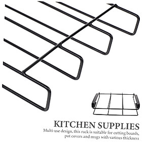 BESTonZON Stainless Steel Hanging Chopping Board Rack, Black, 20 in