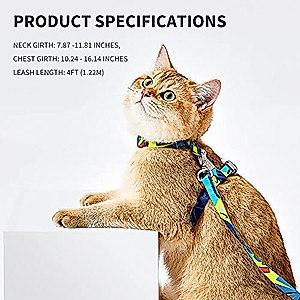 PETKIT Lightweight Cat/Small Animals Harness and Leash Set for Walking, Escape Proof, Soft, Adjustable Pet Harness for Kitten, Puppies, Rabbits
