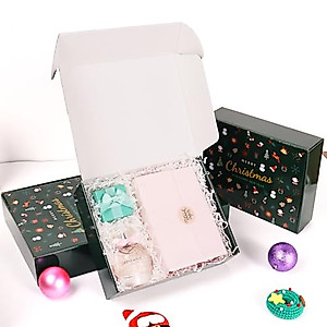 Christmas Shipping Boxes Medium, 10x8x2.8" 30 Pack Merry Christmas Cardboard Boxes, Gift Small Boxes for Shipping Mailing Small Business