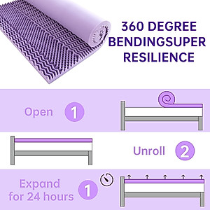 MUXHOMO 3 Inch 7-Zone Twin Mattress Topper, Egg Crate Foam Mattress Topper Twin Size for Back Pain, Lavender Cooling Gel Infused Bed Pad, CertiPUR-US and Oeko-TEX Certification (38"×75")
