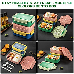 Supplim Bento Box for Adults and Kids - 1400ML Bento Lunch Box With Spoon & Knife & Fork,Leakproof 3 Compartment Lunch Food Storage Containers for Men Women