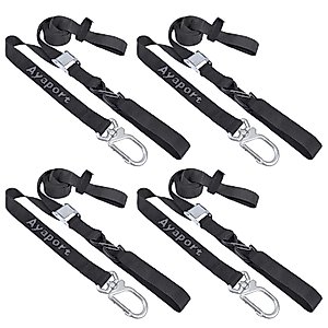 Ayaport Motorcycle Tie Down Straps 1.5” x 8’ (with Swivel Carabiner Hooks) Cam Buckle Tie Downs, Handlebar Strap for Dirt Bike, Motor Bike, Kayak, Car, Truck, Boat, Cargo, Black (1.5" x8'-4pcs)