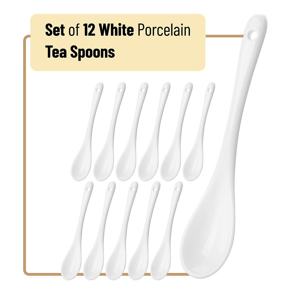 BTaT- Tea Spoon, Set of 12, White Porcelain, Espresso Spoons, Ceramic Spoon, Ceramic Spoons, Ceramic Teaspoon, Ceramic Spoons Small, Spoon for Tea, Tea Spoon for Loose Tea, Christmas Gifts
