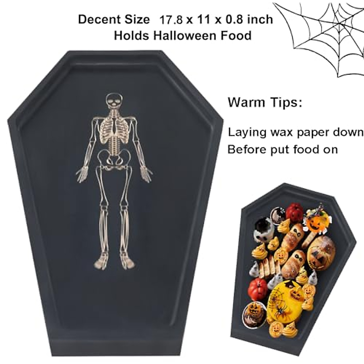 Goth Charcuterie Boards - Coffin Tray Skeleton for Horror Party - Coffin Serving Tray Food Decor - Gothic Kitchen Accessories Cheese Platter Tray