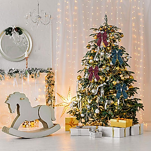 WEBEEDY 2 Rolls Christmas Velvet Ribbon Red Green Velvet Gold Trim Wire Edge Ribbon for Home Decor Gift Wrapping Christmas DIY Crafts, 20 Yards in Total