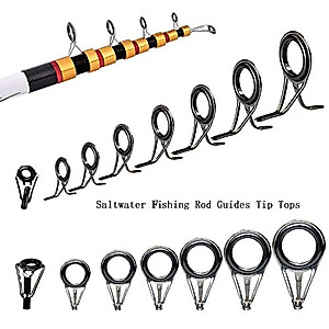 QualyQualy Fishing Rod Tip Repair Kit Rod Guide Repair Kit Pole Eyes Tip Repair Kit Stainless Steel Ceramic Ring Fishing Rod Repair Kit Fishing Pole Tip Guides Replacement Kit 7pcs