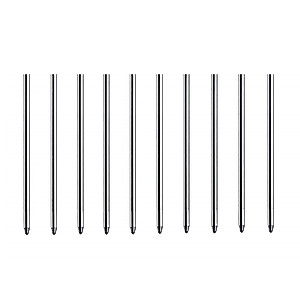 MengRan 2.75'' Ballpoint Pen Refills,Standard D1 Ballpoint Pen Refill (Remove Black Hat),Metal Refill,Black Ink,(Pack of 10)