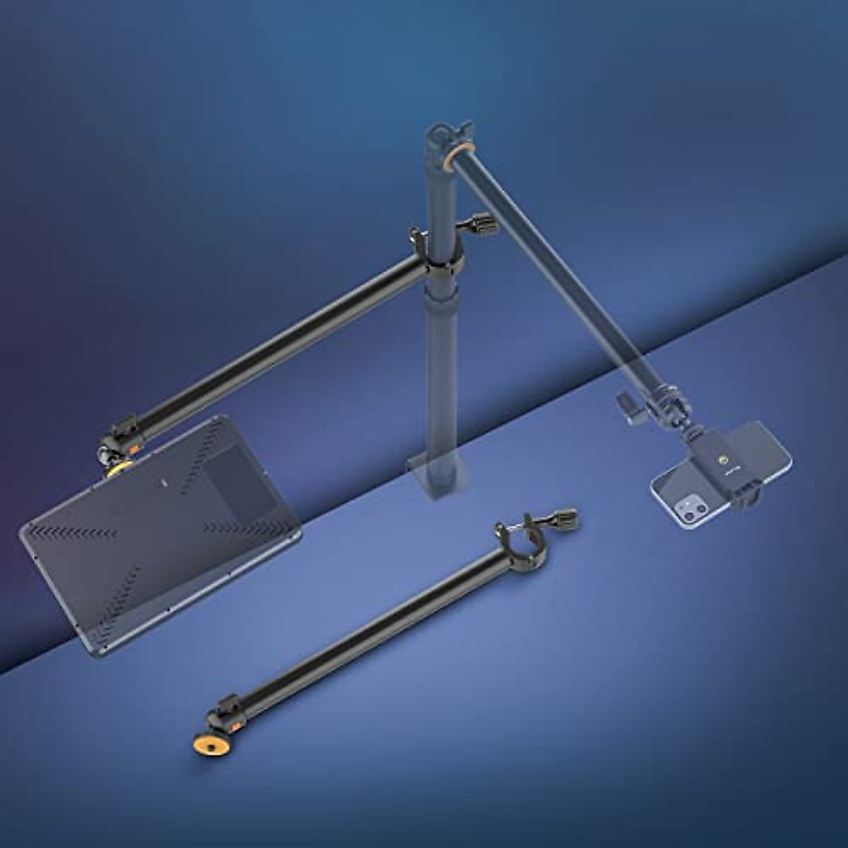 JUSMO Auxiliary Holding Arm with 360° Ballhead for Small Camera/Gopro/Light/Webcam and More, Suitable for 20mm-30mm Rod Pole (LS02A)