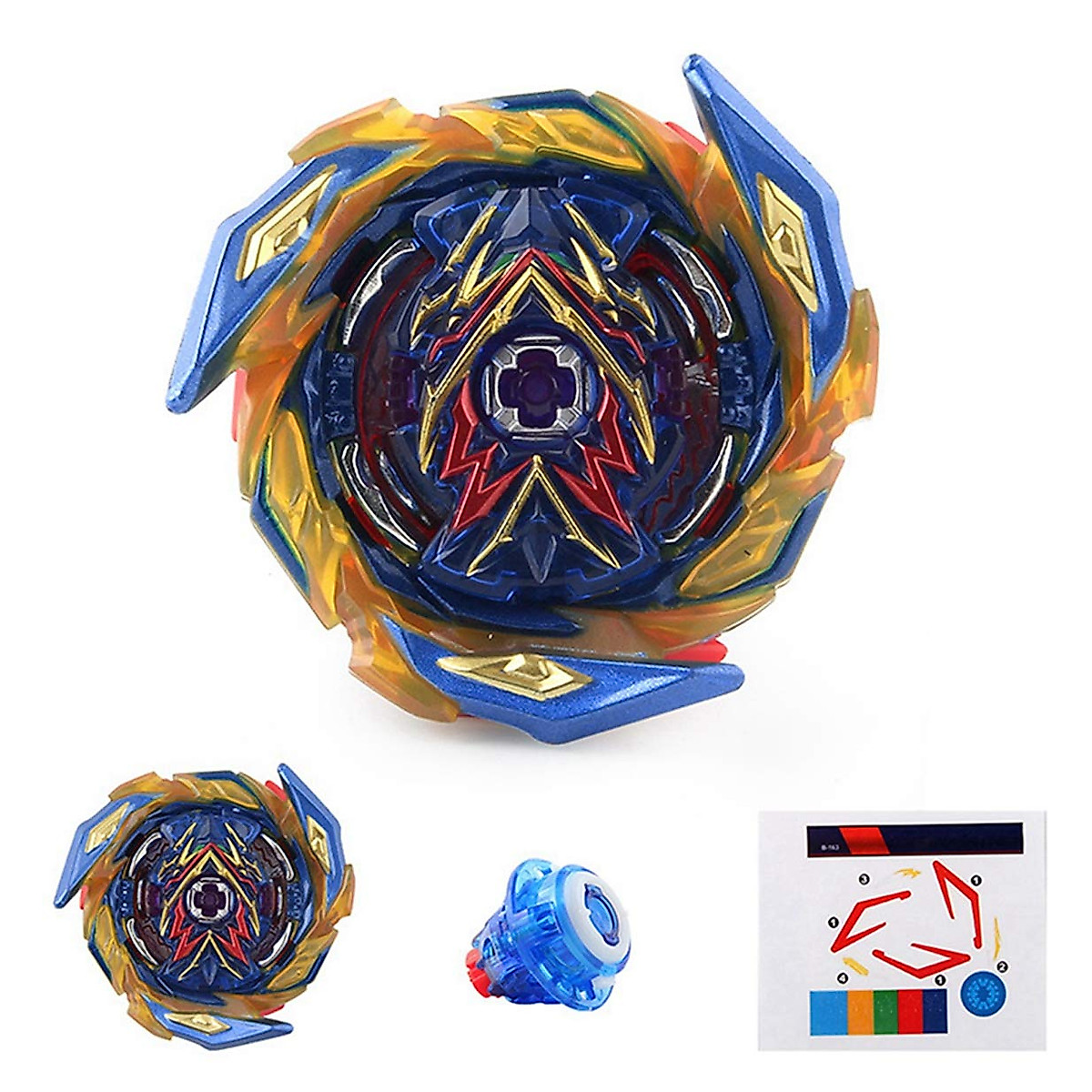 Combat Gyro LR Sparking Launcher Grip Starter Set Bey Burst Evolution Blades God Bey Super King Booster B-163 Brave Valkyrie.Ev' 2A Attack Gyro Bay Gaming Tops Spinning Toys Gift for Boys Kids