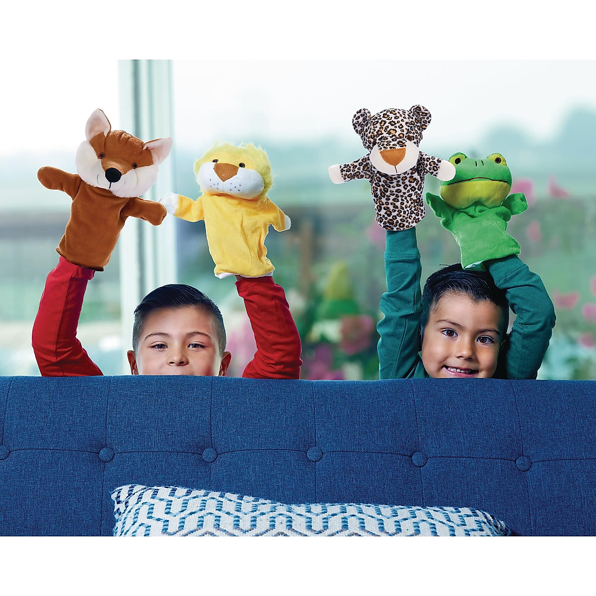 Excellerations Plush Imaginative Play Animal Hand Puppets, Set of 12, Educational Toy, Preschool Classroom, Home School