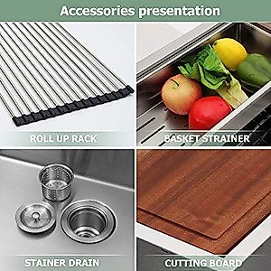 Stainless Steel Undermount Sink - Logmey 30x19 inch Kitchen Sink Single Bowl 18 Gauge Stainless Steel Workstation Sink Basin