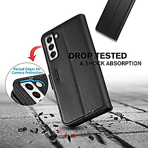 TUCCH Galaxy S21 FE Wallet Case with [TPU Shockproof Interior Case] Stand RFID Credit Card Holder, Magnetic PU Leather Protective Flip Cover Compatible with Galaxy S21FE 5G 6.4-Inch 2022, Black