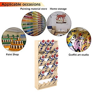 jxgzyy 6 Tier 24 Can Spray Paint or Lube Can Wall Mount Storage Holder Rack Lube Holder Organization Storage Rack Wood Shelf Case Organizer, 14.2" L x 5" W x 30" H