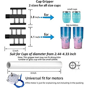 QXLU Cup Turner Accessory Kit for Crafts Tumbler, 2 Cup Gripper Inserts and 1 Arm Wand, Fit 20 oz to 50 oz Tumblers, Universal Compatibility Turner Attachment for Tumbler Spinner Machine