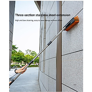 Xifando Heavy-Duty Push Broom Brush - 24" Wide, 65" Long Handle, Stiff Bristles - Perfect for Bathroom, Kitchen, Patio, Garage, Deck, Concrete, Wood, Stone, and Tile Floors (24" Black+Orange)