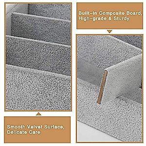 Emibele Glasses Organizer Jewelry Tray, 8 Grids Velvet Tray Watch Storage Stackable Jewelry Showcase Display Storage with Detachable Inner Dividers - Grey