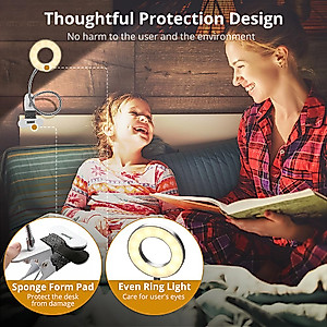 Skymore Clip on Light -3 Color Modes&10 Brightness LED Reading Desk Light with Clamp Flexible Gooseneck Book Light for Kids' Bedtime Reading, Zoom Meetings, Clip on Table, Headboard, Dorm&Office Use