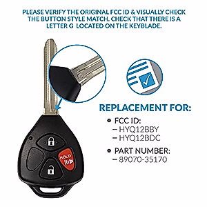 Keyless2Go Replacement for Keyless Entry Remote Car Key with G Chip for Select 4Runner Rav4 Yaris Models That Use HYQ12BBY, HYQ12BDC (2 Pack)