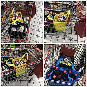 NERUB 10 Pack Reusable Reinforced Handle Grocery Bags - Heavy Duty Large Shopping Totes with Thick Plastic Bottom can hold 40 lbs