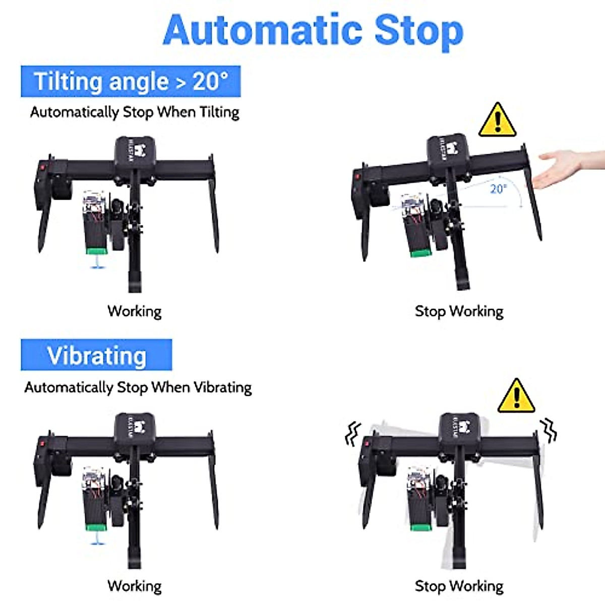 20W Portable Laser Cutter Engraver Machine, Mini Laser Engraving Cutting Machine IKLESTAR T2, 5W Optical Power DIY Laser Engraver for Wood Metal, 0.01mm Accuracy, 7.9'' x 7.9'' Woring Area