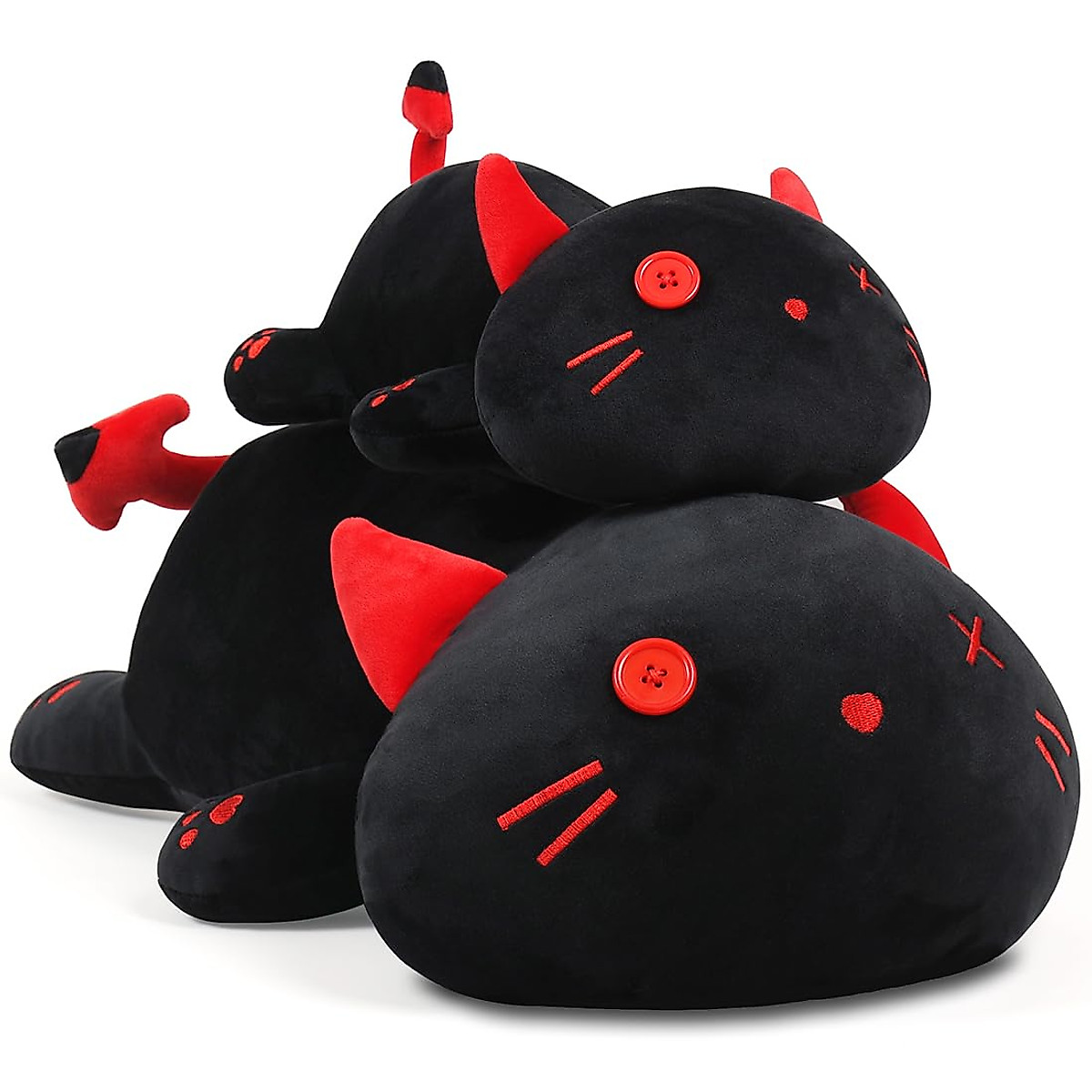Cute Black Cat Plush Toy Soft Stuffed Animal Kitten Hugging Pillow Kawaii Plushie Kitty Toy for Kids Gift, 12"