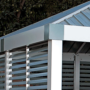 Sojag Outdoor 12' x 12' Nanda Louver Wall Hardtop Gazebo Outdoor Sun Shelter, Light Grey