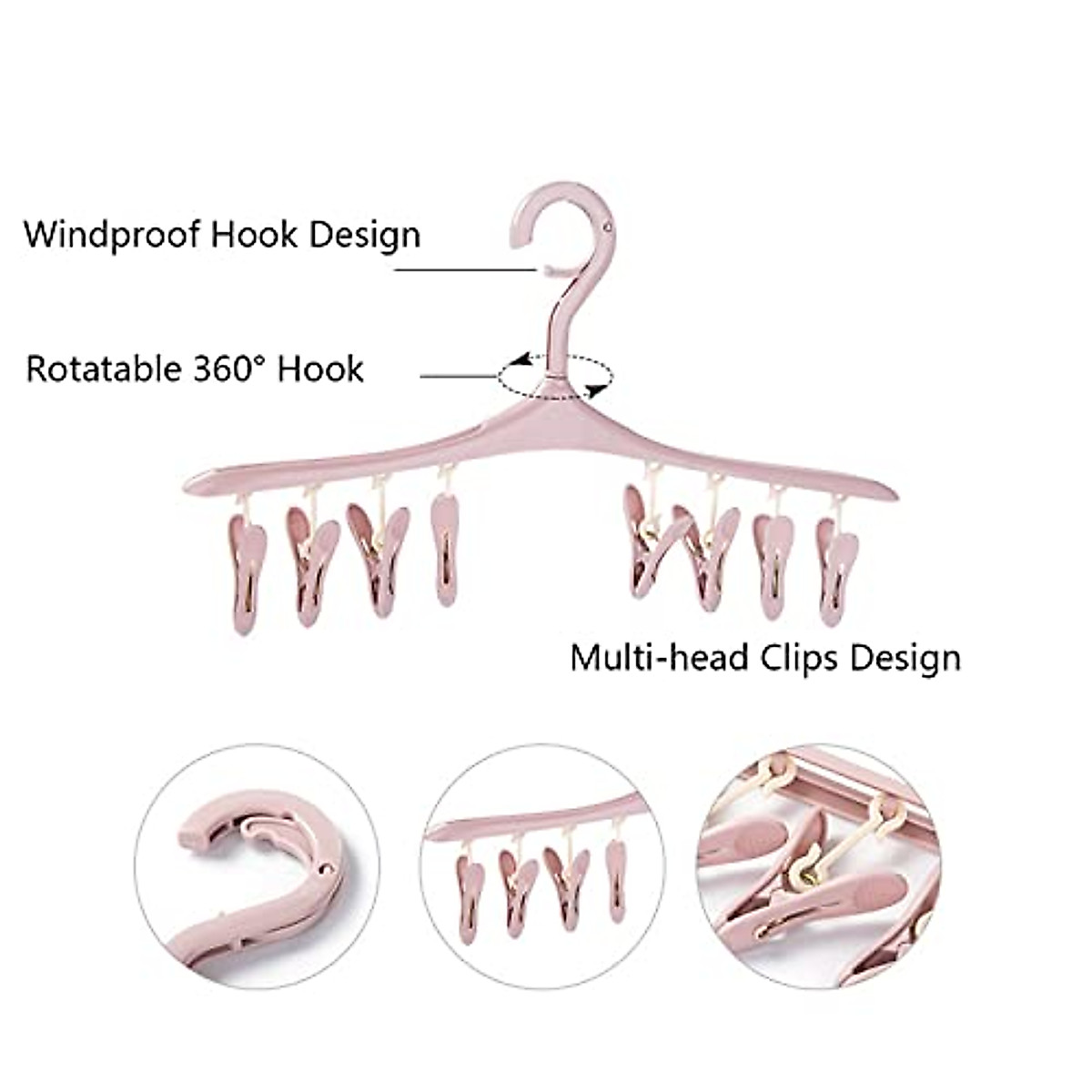 Stylish Drip Hanger Plastic Drying Clips Wind-Proof Hook Underwear Hanger with Clips Laundry Drying Rack Hanger for Socks Bras Clothespins (Color : Yellow)