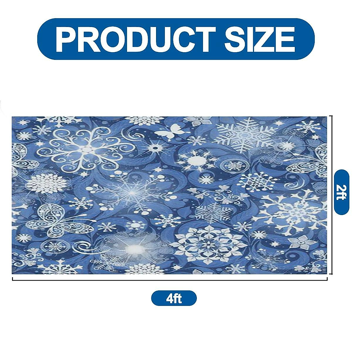 4 Pack Fluorescent Light Covers for Ceiling Light, Frosty blue Christmas pattern stylized snowflakes butterflies leaves Light Filters for Classroom Office Home, 4' x 2' Decorative Magnetic Light Cover