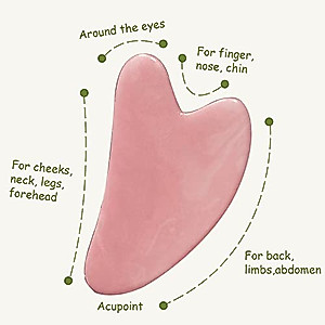 Gua Sha Facial Massage Tool for Face, Eyes, Neck, Body Skin Care Tools, Muscle Relaxing and Relieve Fine Lines and Wrinkles,Nature Jade Rose Quartz Gua Sha Massage Tool (Pink)