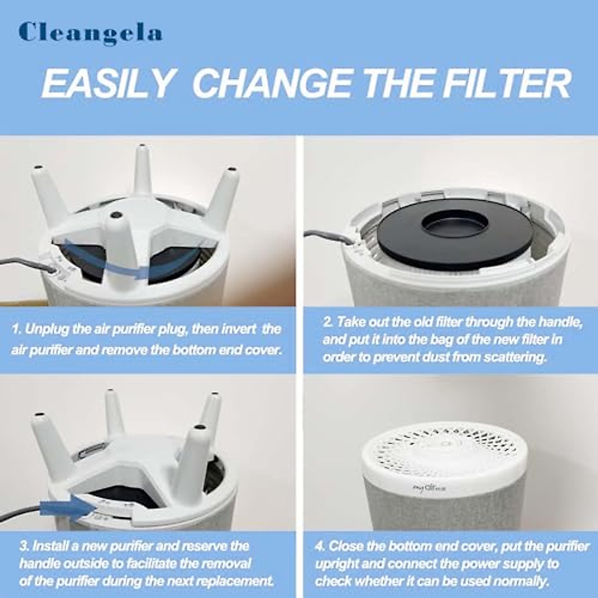 Cleangela 2-PACK 3069 Replacement Filter for BISSELL MYair Pro Air Purifiers 3139A 3139B, 3-in-1 H13 True HEPA and Carbon Air Filter, Part Number 3069