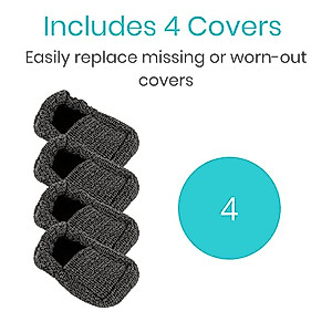Vive Walker Ski Glide Covers 4 PCS - Heavy Duty Removable Padded Caps - Universal Fit Sock Pad for Indoor and Outdoor Use - Durable Medical Walker Floor Padding - Seniors Rollator Glider Accessories