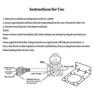 YONHAN 4 Pin to 7 Pin Adapter Trailer Light Adapter 4-Way Flat Truck to 7-Way Blade Reverse Plug Connector with Mounting Bracket for Towing Solutions