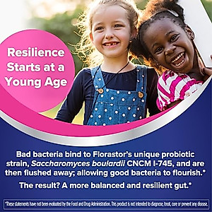 Florastor Kids Dual Action Probiotic Supplement, Strengthens Kids' Digestive & Immune Health, 20 Easy-to Mix Powder Sticks, Packaging May Vary