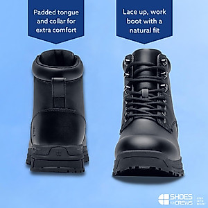 Shoes for Crews Rowan, Men's Steel Toe (ST) Work Boots, Slip Resistant, Water Resistant, Black, Size 16 Wide