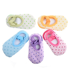 PlyingP Toddler Anti Slip Socks 5 Pairs Baby Socks Infants Baby Girl Mary Jane No-Show Crew Boat Ankle Socks Multicolor for 12-28 months baby girl