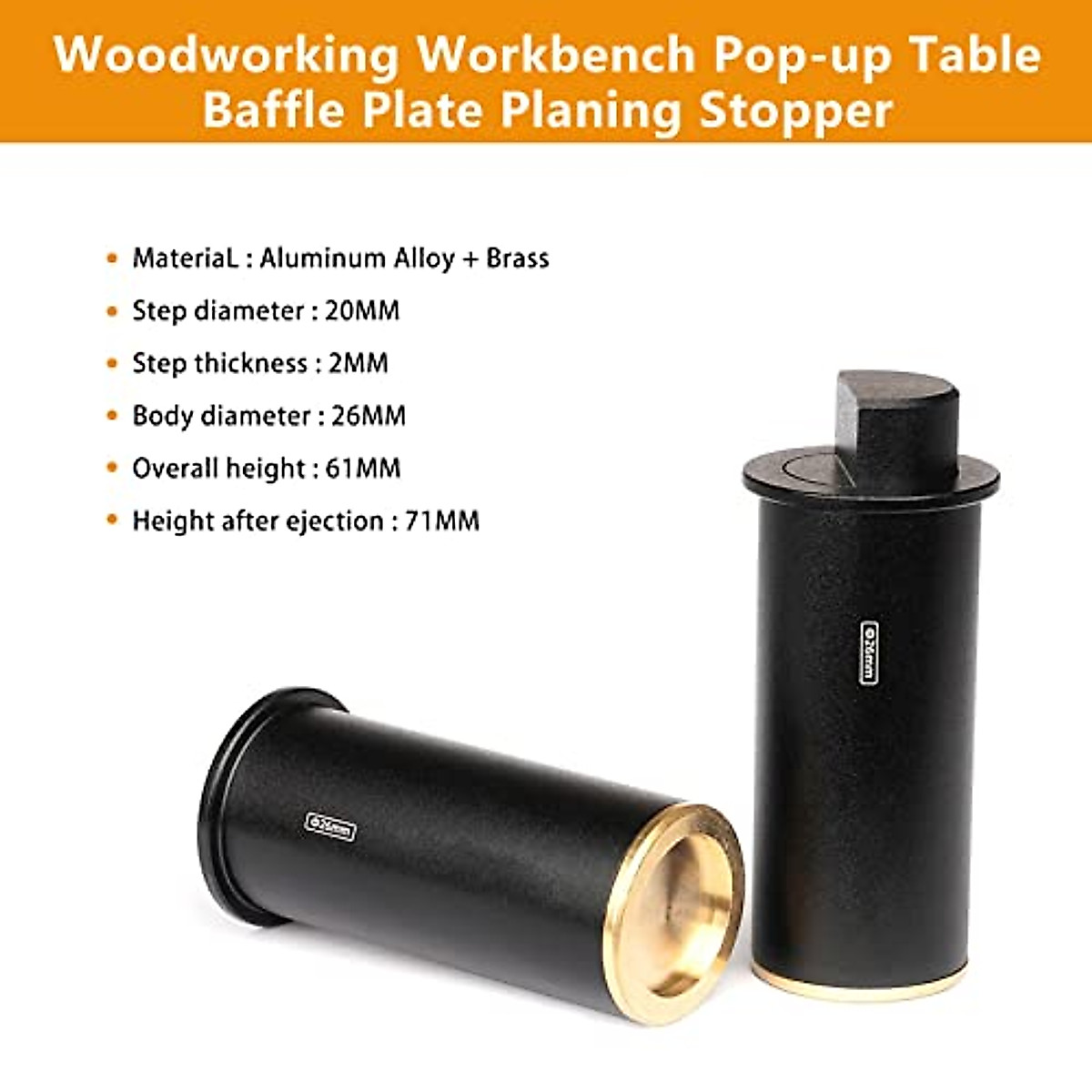 Workbench Stop Dog, 26mm Hole Adjustable Pop-up Bench Dog, Workbench Pop-up Table Baffle Block Desktop Latch, Woodworking Desktop Limit Block Auxiliary Positioning Fixing Tool (4Pcs)