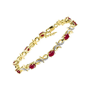 Rylos Bracelets for Women 925 Yellow Gold Plated Silver Infinity Tennis Bracelet Gemstone & Diamonds Adjustable to Fit 7"-8" Wrist, 9 Gorgeous 6X4MM Ruby Jewelry for Women Friendship Bracelets