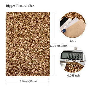 David accessories Chunky Glitter Faux Leather Sheets Metallic Grain Texture Pattern Fabric Crafts 5Pcs 7.7" x 12.9" (20 cm x 33 cm) for DIY Bows Clips Making Materials (Gold Series)