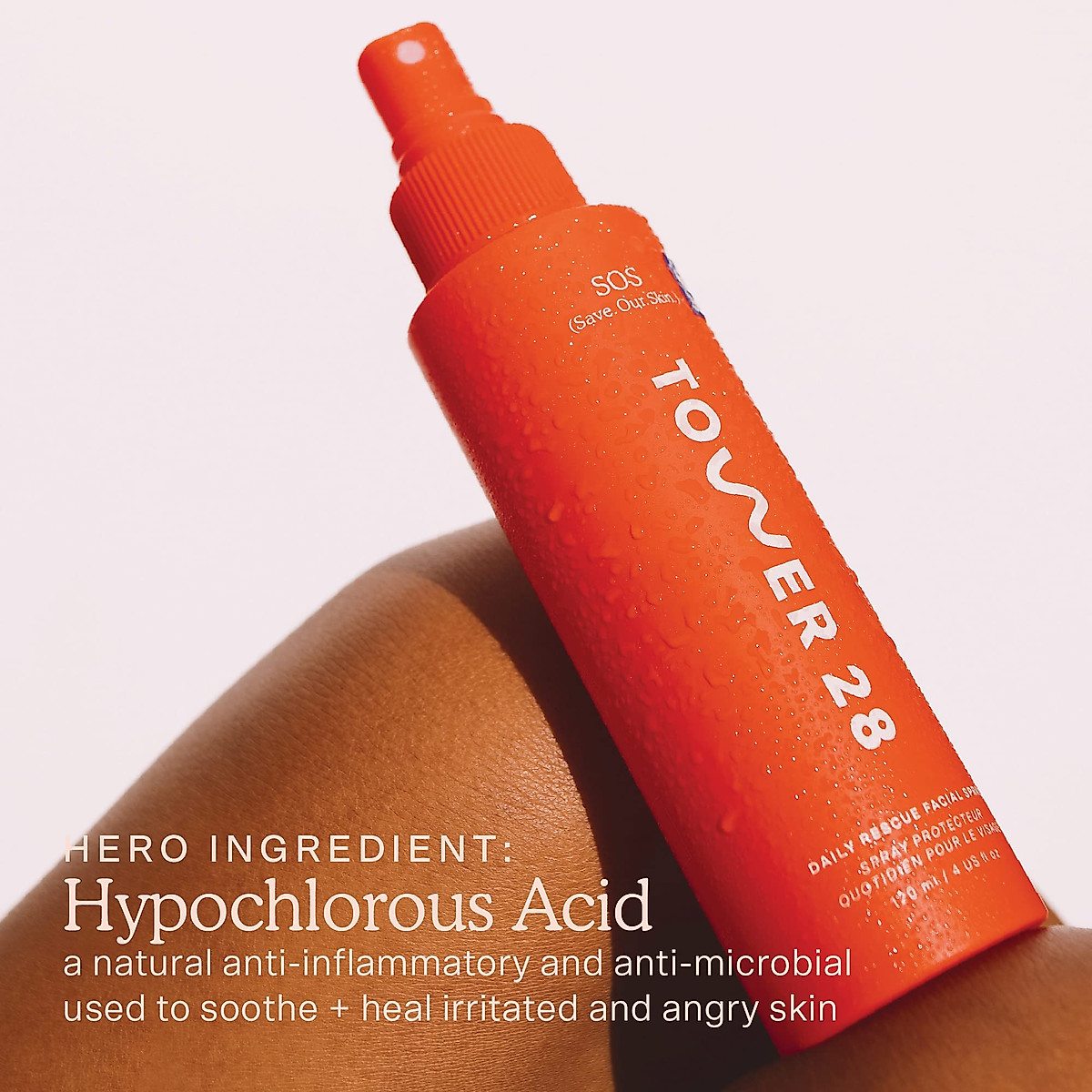 Tower 28 SOS Daily Rescue Facial Spray, TSA-Approved Travel-Size | Soothing and Refreshing pH Balancing Toner | Hypochlorous Acid for Sensitive Skin | 1 Fl Oz