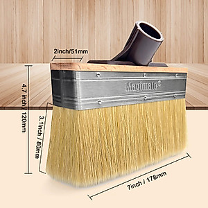 Deck Brush Stain Applicator by Magimate - Thick Soft Large Paint Brush Head with Threads for Extension to Apply Stain and Sealers on Wood Deck Floor Fence Walls - 7 Inch Wide