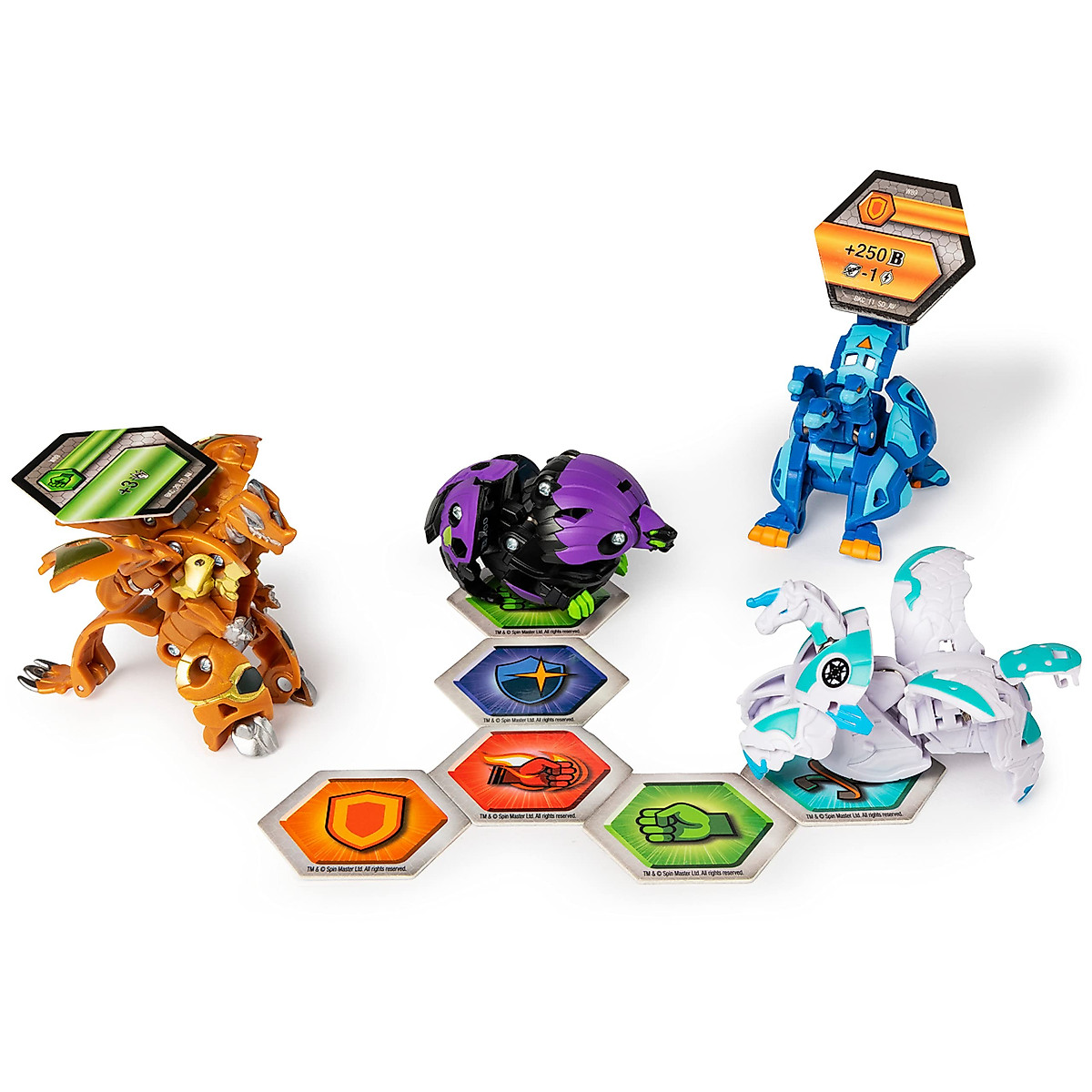 Bakugan Baku-Gear 4-Pack, Dragonoid Ultra with Baku-Gear and Howlkor Ultra, Collectible Action Figures, Kids Toys for Boys
